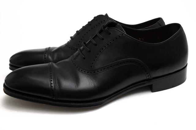 ○ユニオンインペリアル UNION IMPERIAL アノネイ社ボックスカーフ 牛革 ビジネスシューズ U1521 PREMIUM キャップトゥ レザーソー 中古