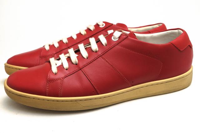 ○サンローラン YVES SAINT LAURENT by HEDI SLIMANE エディ・スリマン カーフ 牛革 ローカットスニーカー DM330269 WOLLY  メンズ 中古