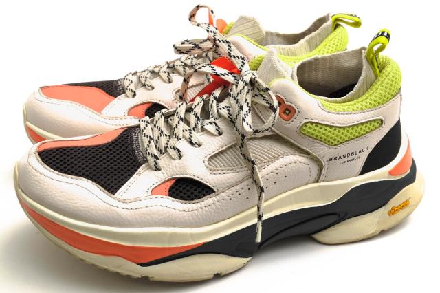 ○ブランドブラック BRANDBLACK 天然皮革 合成繊維 フルグレインナッパレザー ヌバック ローカットスニーカー SAGA サガ ダッドス  中古