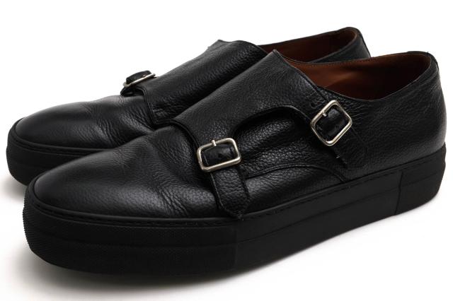 ○ユナイテッドアローズ UNITED ARROWS 牛革 ローカットスニーカー 1331-343-7975 UA ITY D/MONK SNEAKER ダブルモンクストラップ  中古