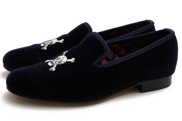 ○クロケット＆ジョーンズ CROCKETT＆JONES スカル＆クロスボーン スリッポン The  Slipper SKULL & CROSSBONES ルームシュ  中古