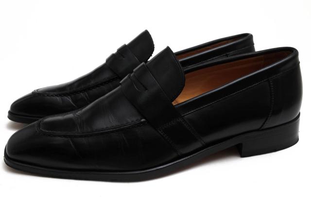 ○ロブス LOBB'S 牛革 カーフ ローファー 911108 ヒドゥンチャネル仕上げ スリッポン マッケイ製法 レザーソール メンズ 【  中古