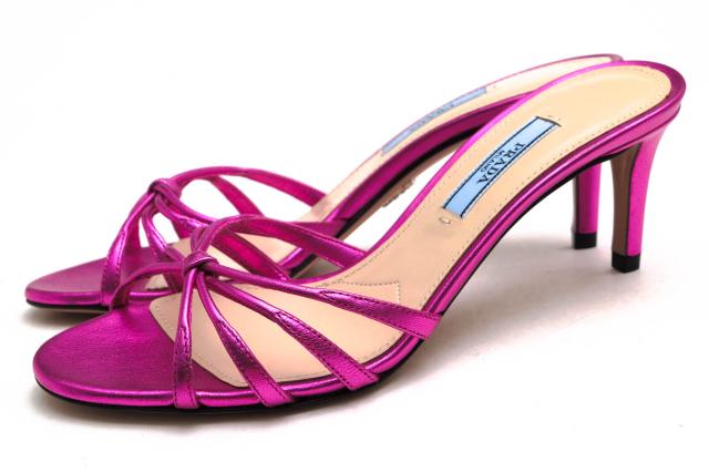 ○プラダ PRADA ナッパレザー サンダル 1XX478 メタリック仕上げ レディース 【中古】 中古