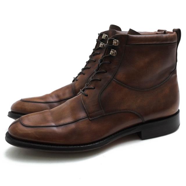 ○バリー BALLY 牛革 カーフ レースアップブーツ Bloomer アンティークフィニッシュ グッドイヤーウェルト製法 レザーソール Uチッ 中古