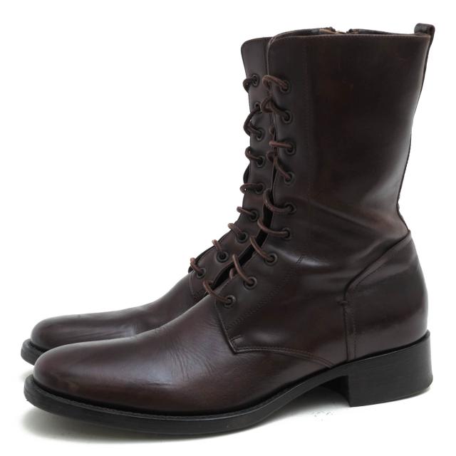 ○ブッテロ BUTTERO 牛革 カーフ レースアップブーツ B1119 BROKEラスト プレーントゥ レザーソール メンズ 【中古】 中古
