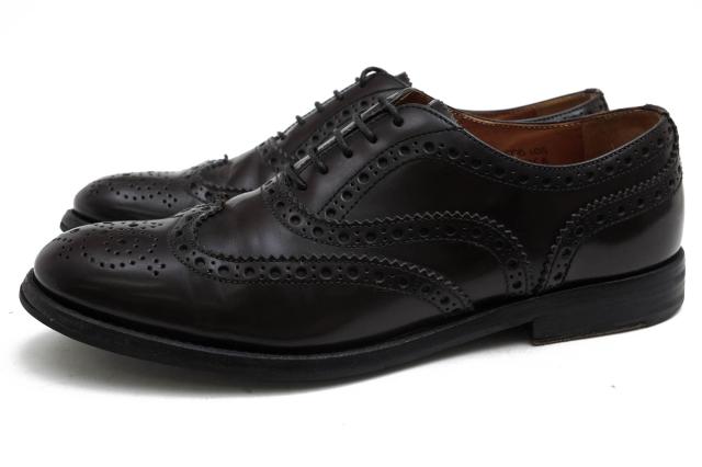 ○チャーチ Church's 牛革 カーフ ビジネスシューズ BURWOOD WG バーウッド メダリオン ウイングチップ 定番 レディース 【中古】 中古