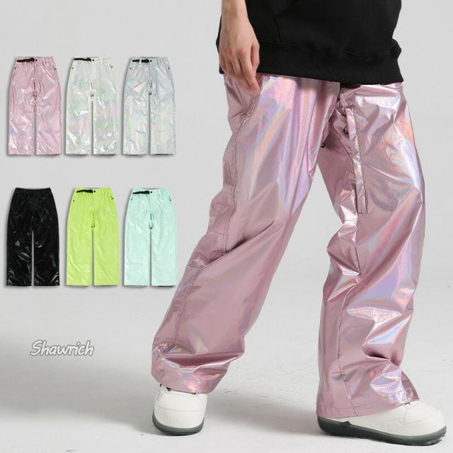 スノーボード ウェア スキーウェア ロングパンツ 光沢感 ボトムス レディース メンズ スノボウェア ゆったり 防風 防水 保温 防寒 スキー場 雪場 ウィンタースポーツ 男女兼用 耐水度15 雪遊び