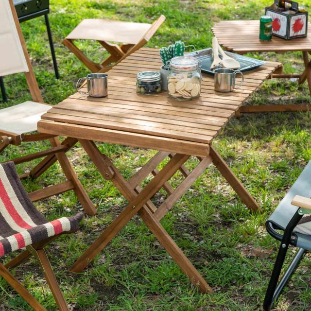 アウトドアテーブル ロールトップハイテーブル 幅100×奥行60cm （ アウトドア テーブル ロールアップ式 折りたたみ 天然木 木製 収納バッグ付き ハイタイプ コンパクト 持ち運び おしゃれ 簡単組立 ）