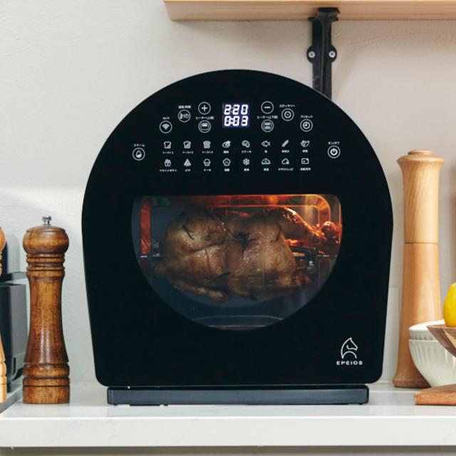 ノンフライオーブン 14L Epeios Chef EPEIOS 1年保証付き （ エペイオス オーブン トースター ノンフライヤー 3段 大容量 ヘルシー ノンオイル スチーム機能 発酵 レンジ 自動洗浄 スマホ操作 コンパクト レシピ付き ）