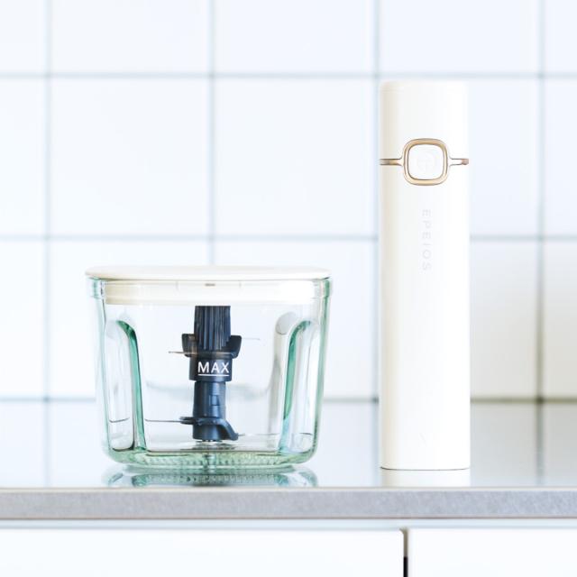 電動フードプロセッサー TINT EPEIOS コードレス （ エペイオス フードチョッパー ガラス製 調理家電 キッチン家電 ミンチ みじん切り 大根おろし 泡立て ホイップ コンパクト 料理家電 充電式 ）