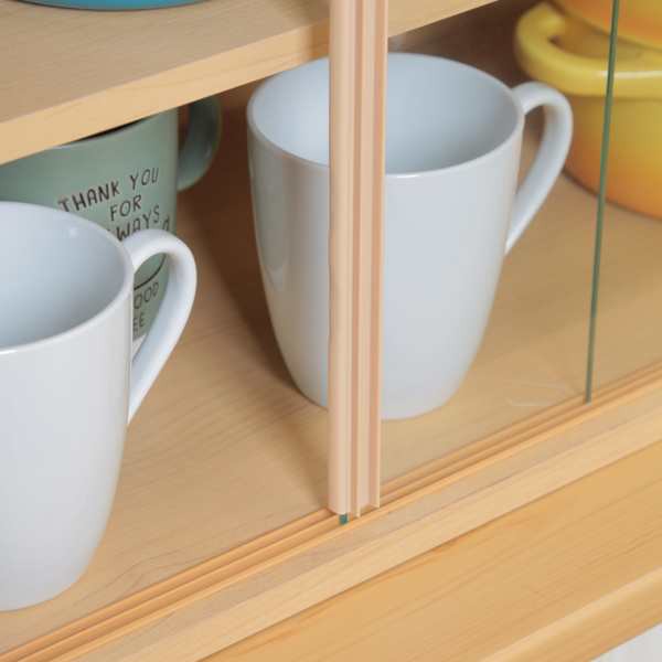 ミニ食器棚 幅60cm 3段 カップボード ガラス引き戸 ( 食器棚 ミニ食器棚 幅60cm 3段 カップボード ガラス引き戸 ( 食器棚