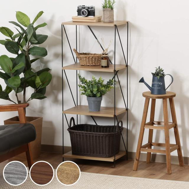 オープンラック 幅42cm 4段 簡単組み立て ワイヤーラック EZBO （ 工具不要 シェルフ ラック 棚 収納 ディスプレイラック 飾り棚 オープンシェルフ フリーラック サイドボード ...