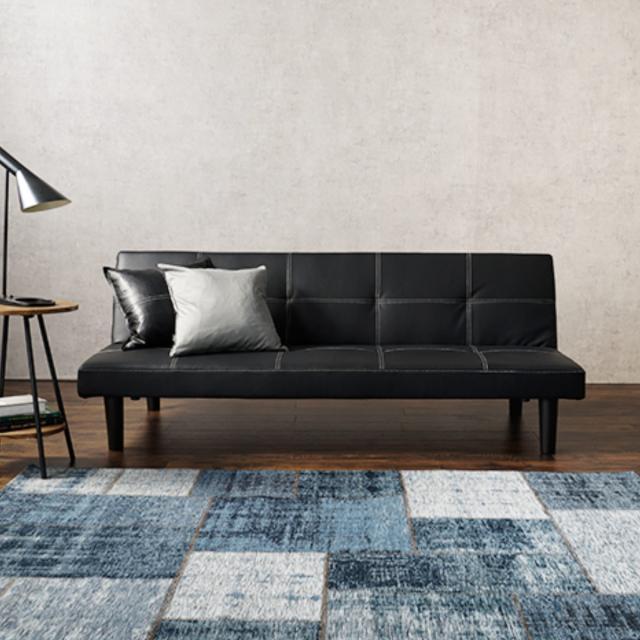 ソファーベッド 幅178cm 3人掛け レザー調 （ 開梱設置 ソファ ベッド フロアソファ ローソファ リクライニング 完成品 2way スタイリッシュ ヴィンテージ調 座面高32cm ）
