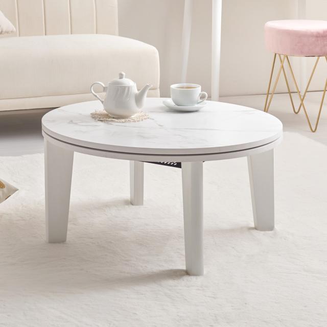 こたつテーブル 円型 直径68cm 大理石調 木目調 カジュアルコタツ （ こたつ テーブル 小さい リビングテーブル ローテーブル コタツ コンパクト 丸 円形 リビング 1年中 使える 座卓 シンプル 一人暮らし センターテーブル ）