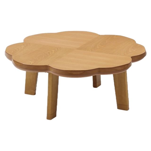 こたつテーブル 継ぎ脚 100×100cm ニュークローバー （ こたつ テーブル リビングテーブル ローテーブル クローバー型 高さ調節 36.5cm 40.5cm 継ぎ足 コタツ 天然木 木製 日本製 1年中 使える 座卓 おしゃれ ハロゲンヒーター ）