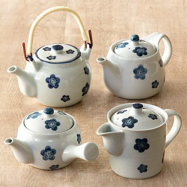 切立ポット 400ml 青小梅 茶こし付き 急須 ポット ティーポット 切立ポット 400ml 青小梅 茶こし付き 急須 ポット ティーポット