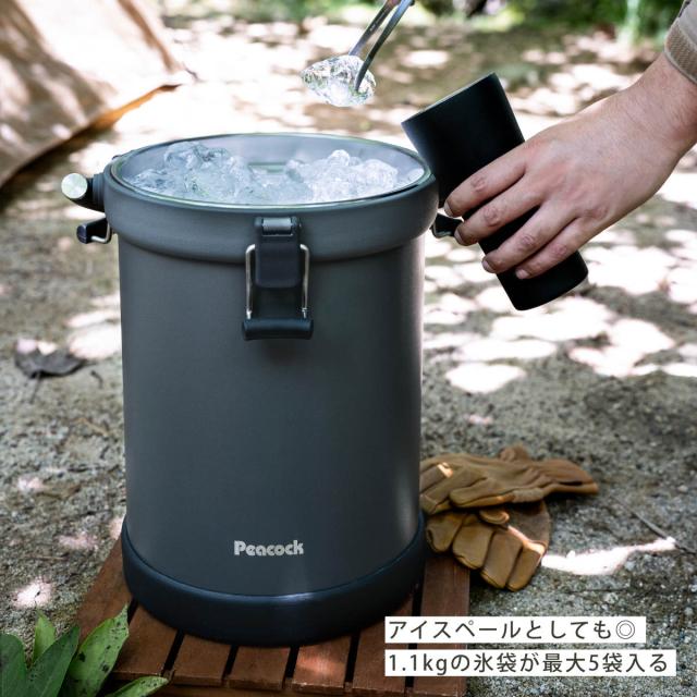 クーラーボックス 9.5L クーラーバケット 最強保冷 （ クーラーBOX 保冷ボックス 保冷 保温 アイスコンテナ 氷入れ アイスペール アイスジャグ ステンレス 氷 溶けない 持ち運び 取っ手付き 筒型 真空断熱 キャンプ BBQ アウトドア ）