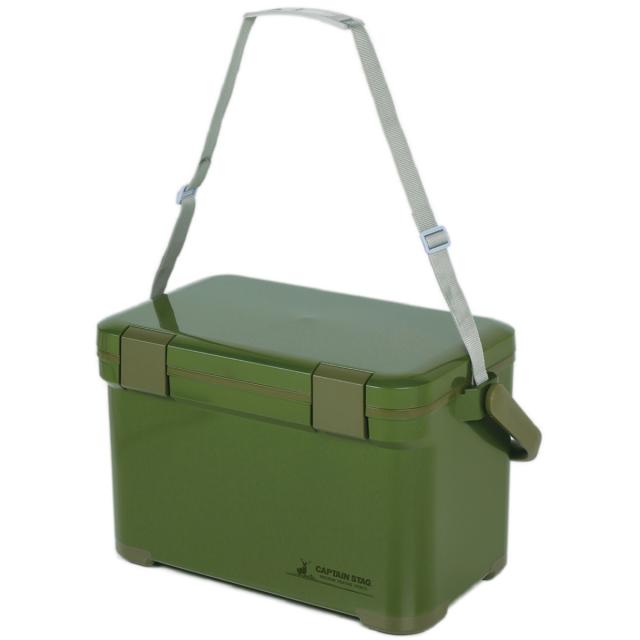 クーラーボックス 20L ハードタイプ ジャングルクーラー20 キャプテンスタッグ （ CAPTAIN STAG 保冷 保冷ボックス20リットル クーラー 冷蔵ボックス ボックス アウトドア ショルダーベルト付き 水抜き栓付き 日本製 ）