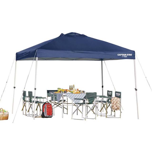 クイックシェードDX UVカット 防水 キャスターバッグ付 3m×3m （ キャプテンスタッグ テント ワンタッチタープ CAPTAIN STAG アウトドア 5人 6人 アルミ 軽量 組立簡単 正方形 ）