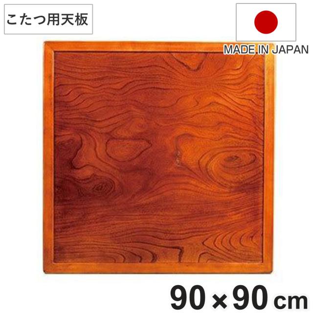 こたつ用天板 幅90cm 正方形 木製 ケヤキ突板 両面仕上 日本製 （ 座卓 天板 テーブル板 天板のみ こたつ のみ コタツ 天然木 こたつテーブル 和風 和室 コタツ天板 天板単品 取替え 交換用 ローテーブル ちゃぶ台 ）