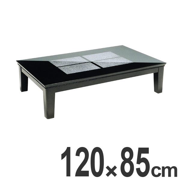 家具調こたつ　座卓　長方形　木製　継ぎ脚　コタツ　フローラル　幅120cm （ 炬燵 テーブル 乾漆風 光沢仕上げ 日本製 コントロール ローテーブル 和モダン 和風 ちゃぶ台 継ぎ足し 和 おこた 和室 旅館 ）