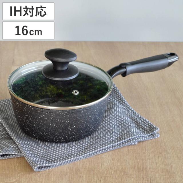 片手鍋 16cm IH対応 ダブルマーブル （ ガス火 IH ih 対応 小鍋 ソースパン フタ付き ガラス蓋 フッ素樹脂加工 片手なべ 調理鍋 16センチの通販はau PAY マーケット ...