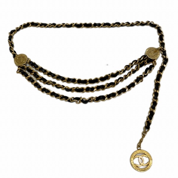 シャネル CHANEL ココマーク チェーンベルト 3連 ブランド小物 ベルト レディース【中古】