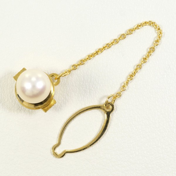 K18 18金 YG イエローゴールド 合金 ピンブローチ パール(真珠) 総重量約3.9g 中古ジュエリー