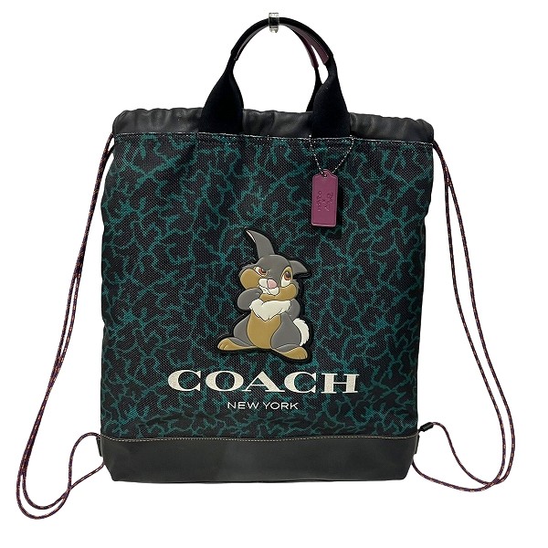 コーチ COACH ディズニー コラボ テレイン ウェービーウェーブ 89900 バッグ トートバッグ ナップサック リュック レディース【中古】
