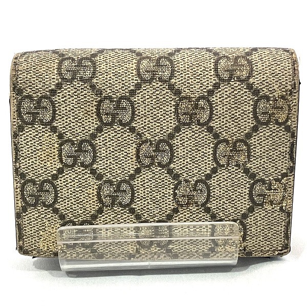 グッチ GUCCI GGスプリーム 508757.525040 ビー コンパクトウォレット 2つ折り財布 レディース【中古】