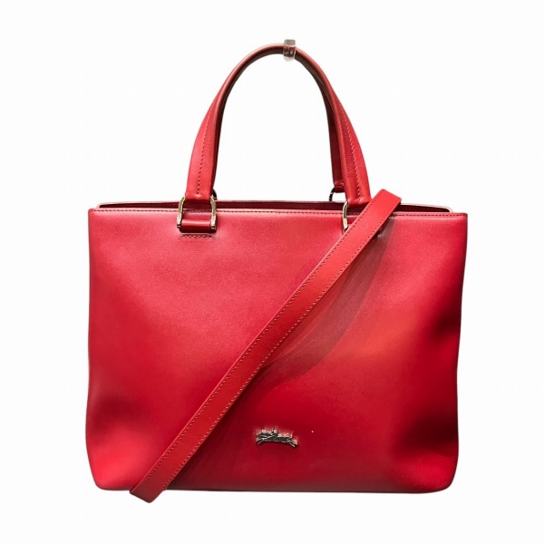 ロンシャン レザー ルビスレッド 2WAY バッグ トートバッグ ショルダーバッグ レディース【中古】