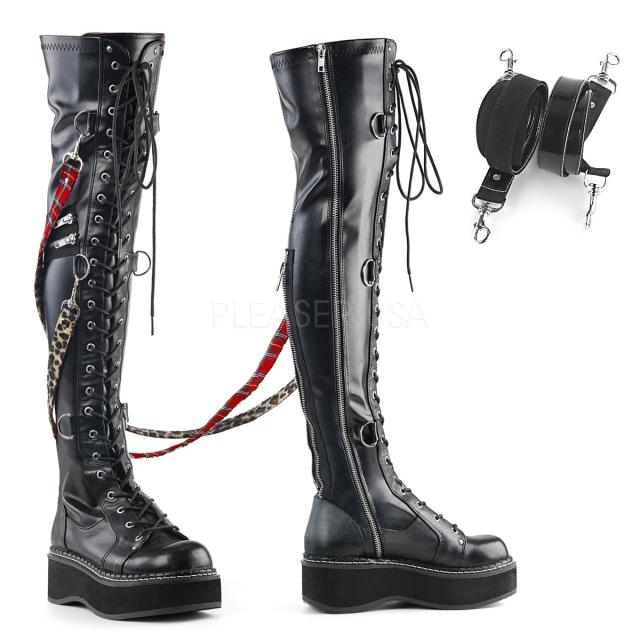 Demonia EMILY-377 2inch PF STR Over-the-Knee Lace-Up Boots, Side Zip◆取り寄せ