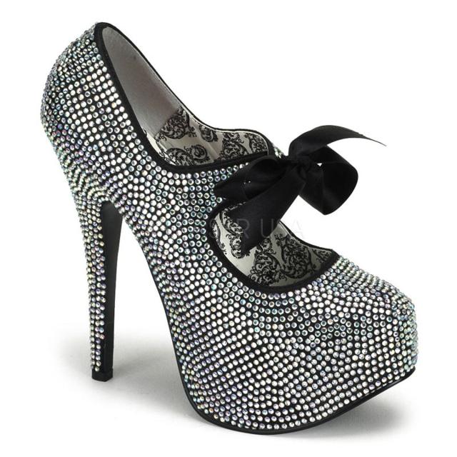 Bordello TEEZE-04R 5 3/4inch Heel Rhinestone Platform W/Ribbon Bow Tie◆取り寄せ