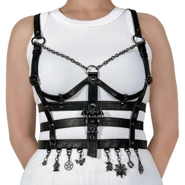 Demonia DA-118-SM Faux Leather Cage Body Harness◆取り寄せ