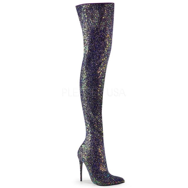 Pleaser COURTLY-3015 5inch Glitter Thigh High Boot, 1/3 Side Zip◆取り寄せ