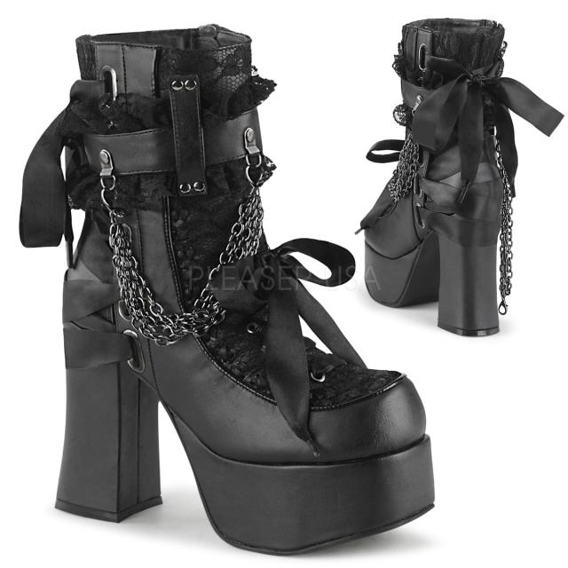 Demonia(デモニア) CHARADE-110 厚底ショートブーツ 4 1/2inch Heel, 2inch PF Ankle Boot, Side Zip◆取り寄せ