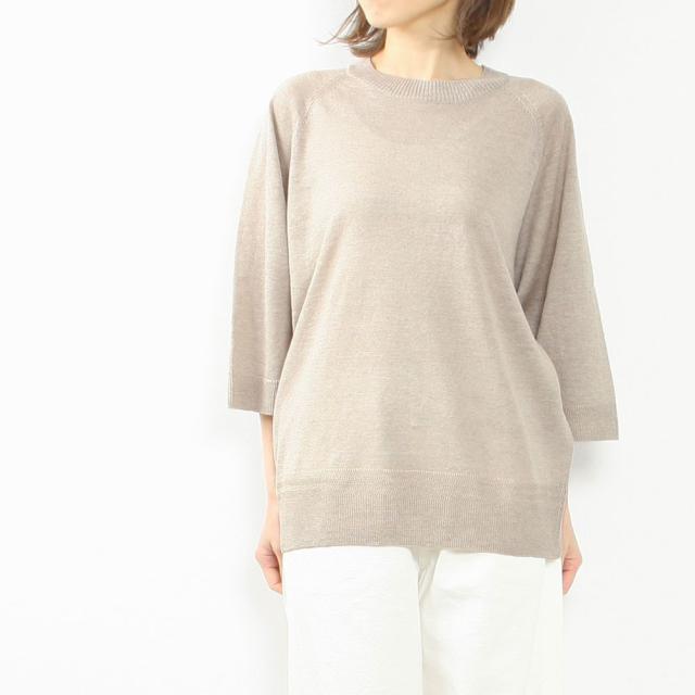 (OUTLET)prit プリット リネン天竺編み5分袖ラグランスリーブプルオーバー P914103