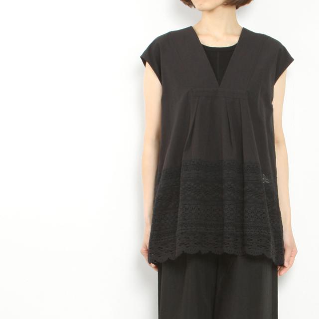 (OUTLET)U PHORICA ユーフォリカ 綿麻タイプライターVINTAGE FINISH フレンチスリーブブラウス U24-09653-51