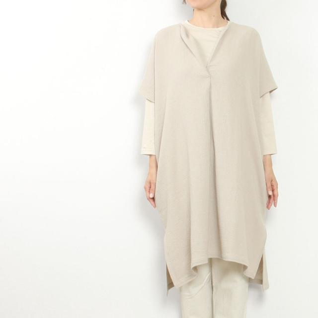 evam eva エヴァムエヴァ linen cotton poncho E253T039