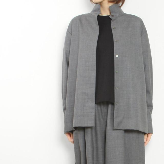 assiette アシェット SUPER 100S WOOLトロ スタンドカラーデザインシャツ A24-30895-54