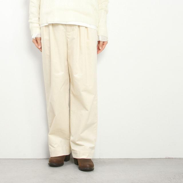 assiette アシェット 9W ソフトコーデュロイストレッチ タックワイドパンツ A25-13298-54