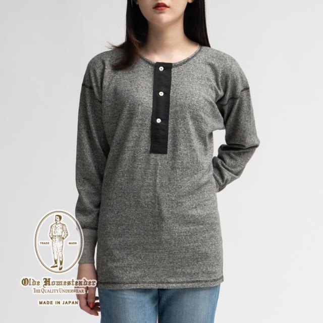 オールドホームステッダー ラスティックジャージー ヘンリーネック ロングスリーブ Tシャツ カットソー ロンT メンズ オーセンティックシャツ 肌着 Olde steader US014