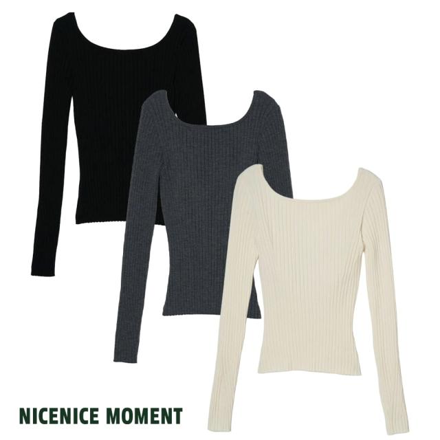 NICENICE MOMENT(ナイスナイス モーメント)/RIB LS SHELL(リブ ロングスリーブ シェル)/トップス カップ付き ウールインナー バックオープン ロンT リブシェルトップ ミニマル ウールトップス ESSENTIALS レディース NNM1-25A-011