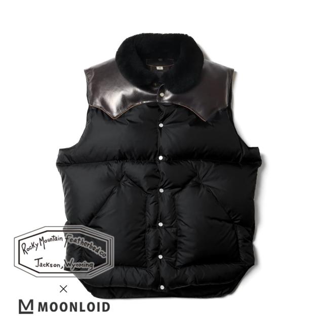 Rocky Mountain Featherbed（ロッキーマウンテンフェザーベッド）CHRISTY VEST for MOONLOID（クリスティベスト for ムーンロイド）別注 ホースハイド 馬革 茶芯 ダウンベスト ダウンウェア