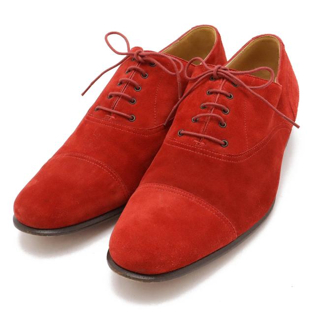 HERMES エルメス レースアップシューズ ドレスシューズ メンズ スエード レッド 赤 #40 日本サイズ25cm