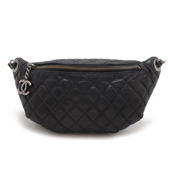 CHANEL シャネル マトラッセ ボディバッグ ウエストバッグ ウエストポーチ チェーン レザー ブラック 黒 A57832