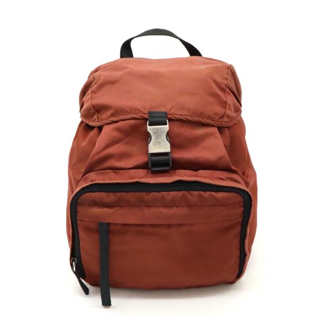PRADA プラダ TESSUTO MONTANG ナイロン バックパック リュックサック テラコッタ レッド系 シルバー金具 V152