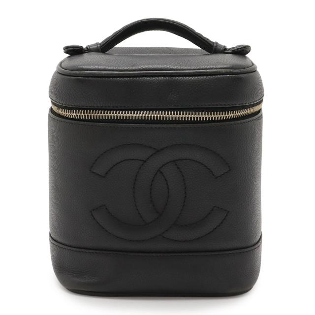 CHANEL シャネル ココマーク バニティバッグ ハンドバッグ 化粧ポーチ コスメポーチ キャビアスキン レザー ブラック 黒 ゴールド金具 A01998