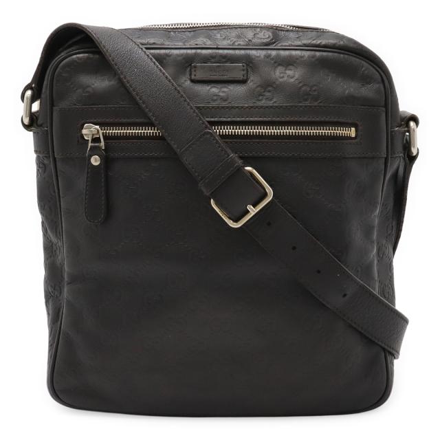 GUCCI グッチ グッチシマ ショルダーバッグ 斜め掛け レザー ブラック 黒 ゴールド金具 201448