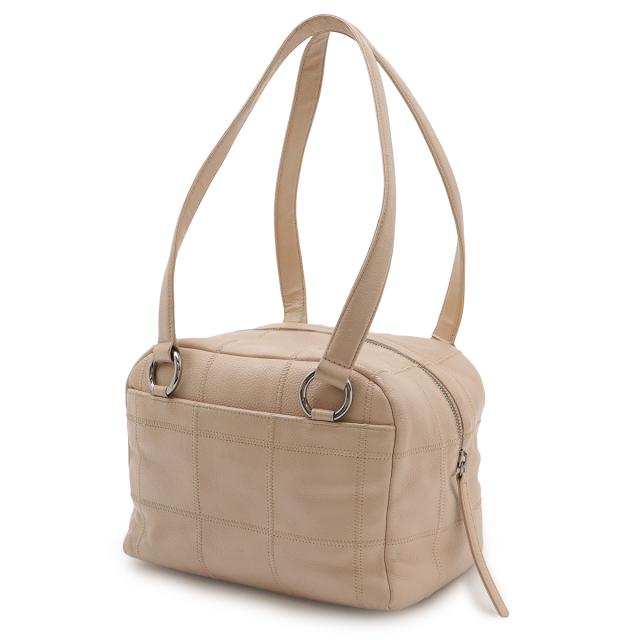 CHANEL シャネル チョコバーステッチ ミニボストンバッグ ショルダーバッグ 肩掛け キャビアスキン レザー ピンクベージュ シルバー金具 A26134 CHANEL シャネル チョコバーステッチ ミニボストンバッグ ショルダー